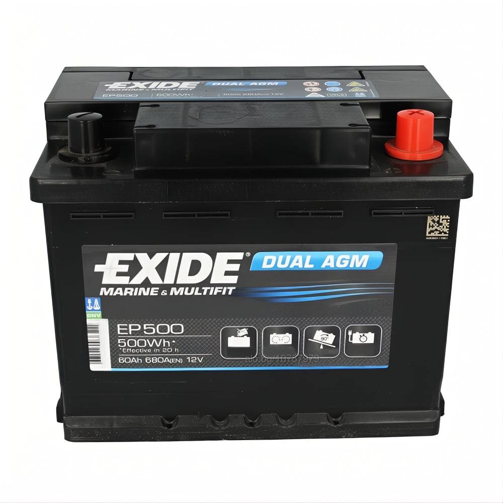 Акумулатор EXIDE DUAL AGM 60Ah/680A R+ Акумулатори DUAL AGM MARINE AND ...