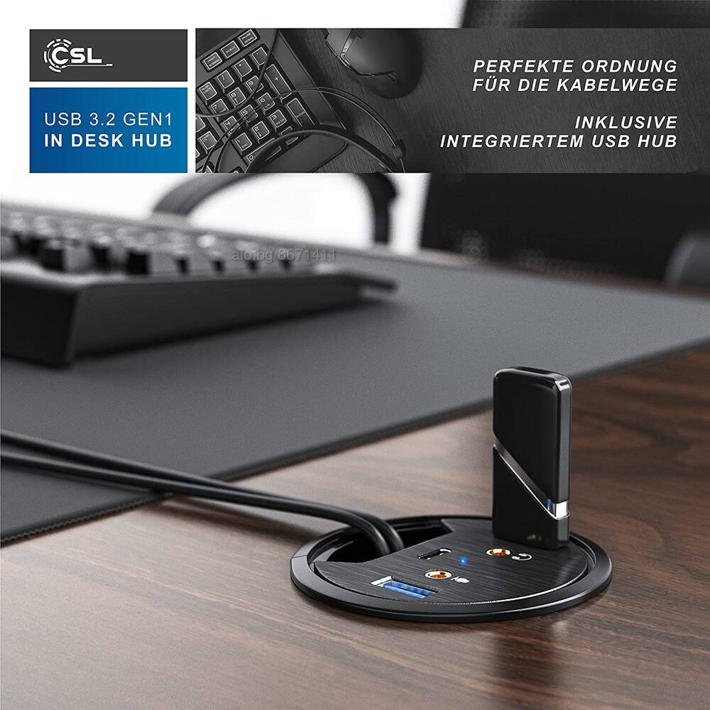 CSL - USB 3.2 Gen1, In Desk USB Hub - 2xUSB 3.2 Gen 1, USB C 3.2 Gen1 ...
