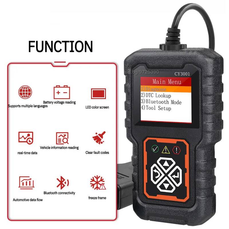 Full OBD2 EOBD автомобилен диагностичен кодочетец CY3001 Диагностична ...