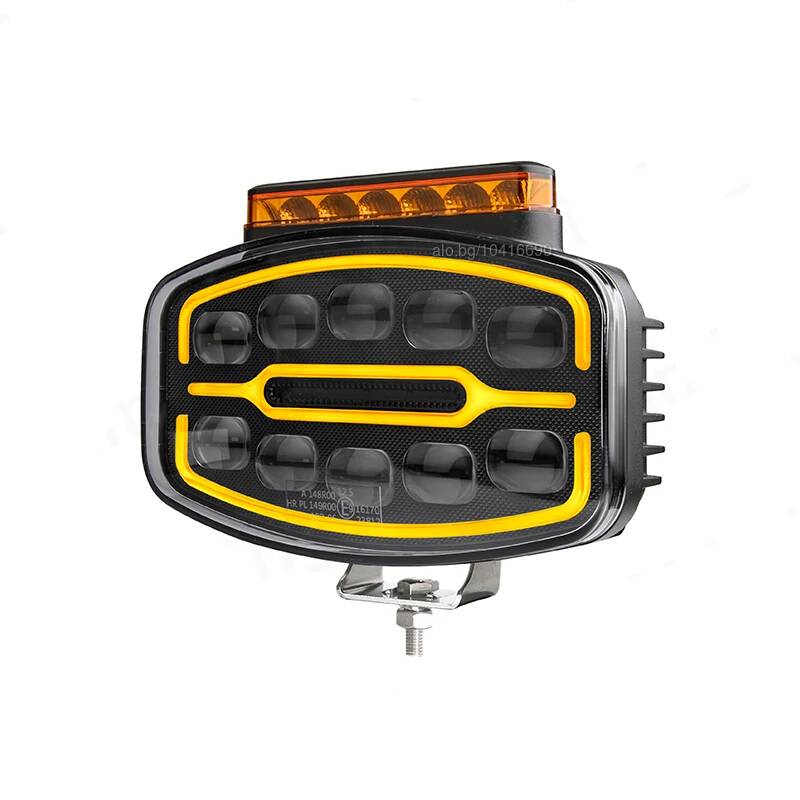 1бр. ЛЕД LED халоген тип Hella, с 10 диода, с бяла и жълта DRL + блиц ...