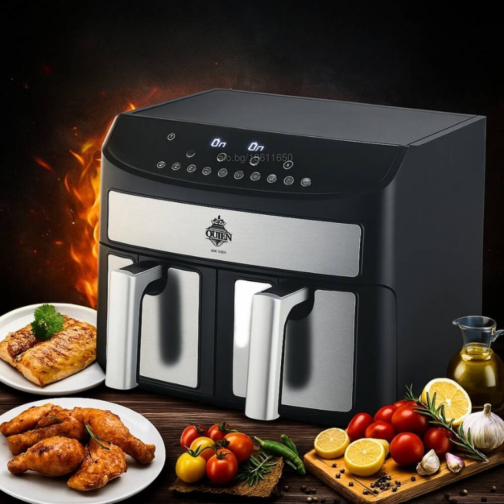 Двоен Air Fryer Queen KK-A02 - 7L, 2400W за здравословно и бързо ...
